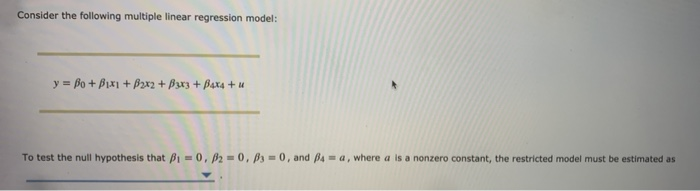 Solved Consider the following multiple linear regression | Chegg.com