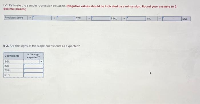 Solved b-1. Estimate the sample regression equation. | Chegg.com