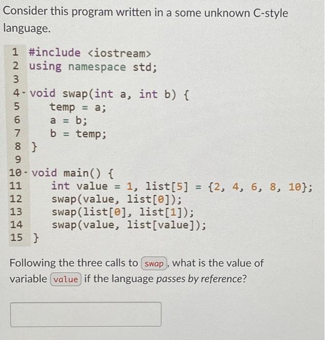 Solved Consider this program written in a some unknown | Chegg.com