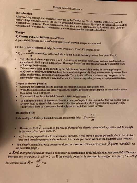 Electric Potential Difference Introduction After | Chegg.com