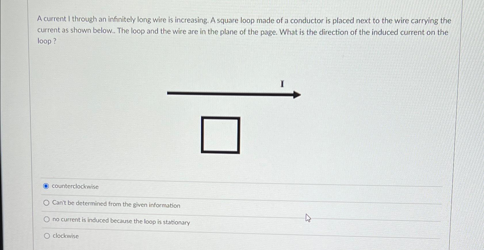 Solved A current I through an infinitely long wire is | Chegg.com