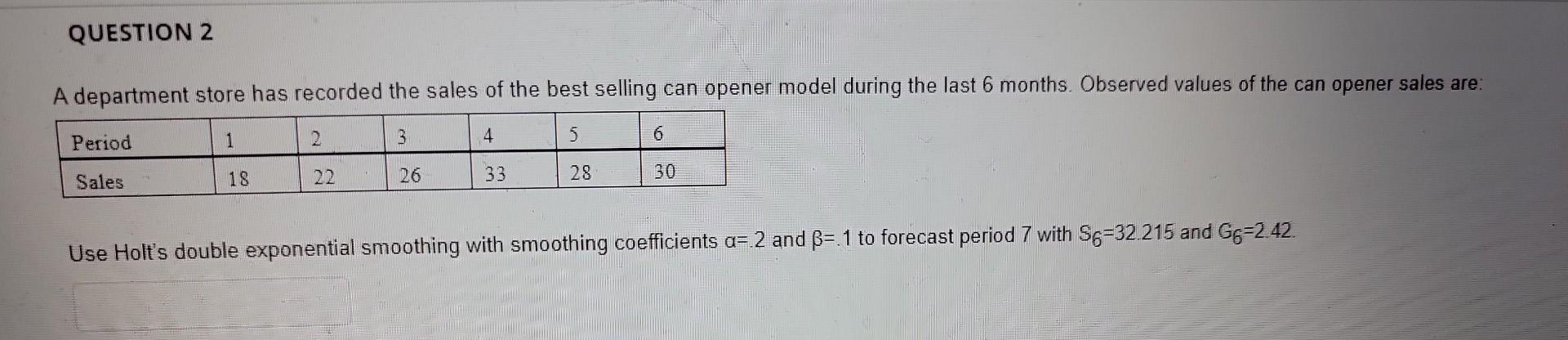 Solved Use Holt's double exponential smoothing with | Chegg.com