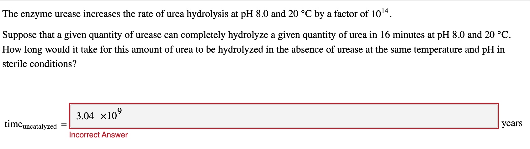 Solved The enzyme urease increases the rate of urea | Chegg.com