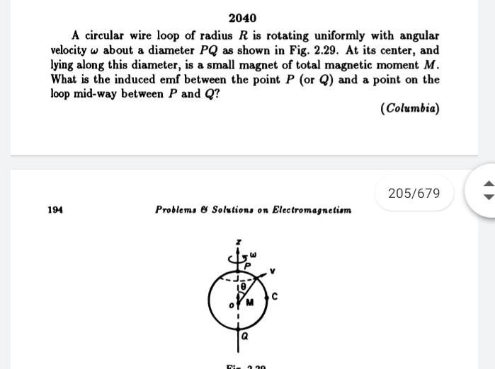 Solved 2040 A circular wire loop of radius R is rotating | Chegg.com