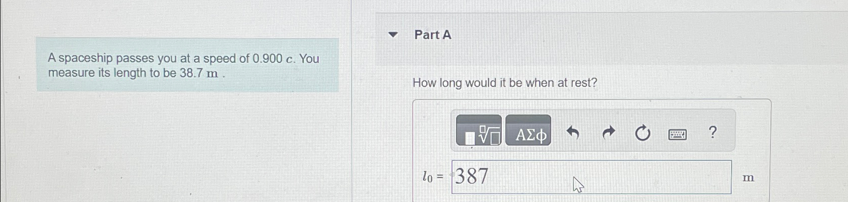 Solved A spaceship passes you at a speed of 0.900c. ﻿You | Chegg.com