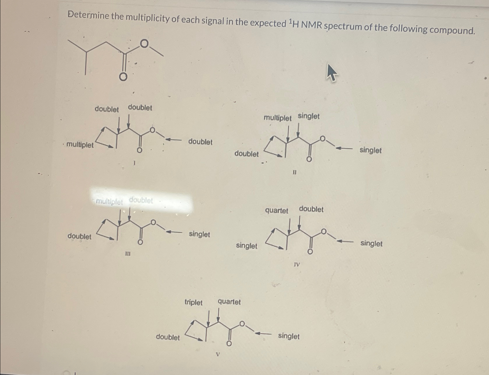 Solved Determine the multiplicity of each signal in the | Chegg.com