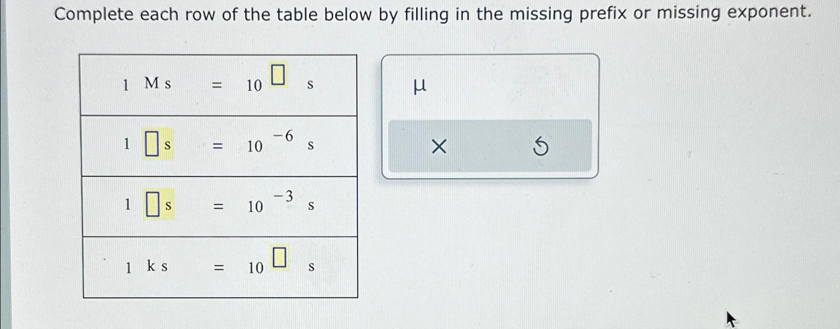 Solved Complete each row of the table below by filling in | Chegg.com