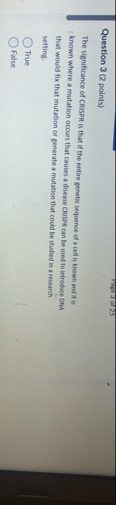 Solved Question 3 (2 ﻿points)The significance of CRISPR is | Chegg.com