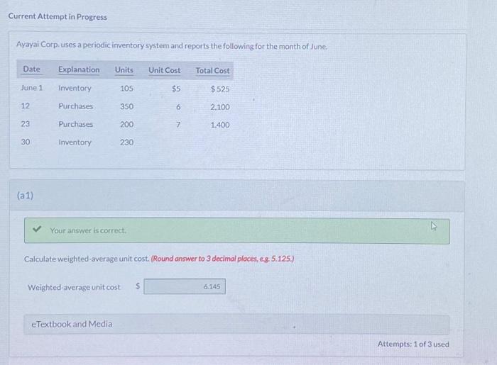 Solved Current Attempt in Progress Ayayai Corp. uses a | Chegg.com