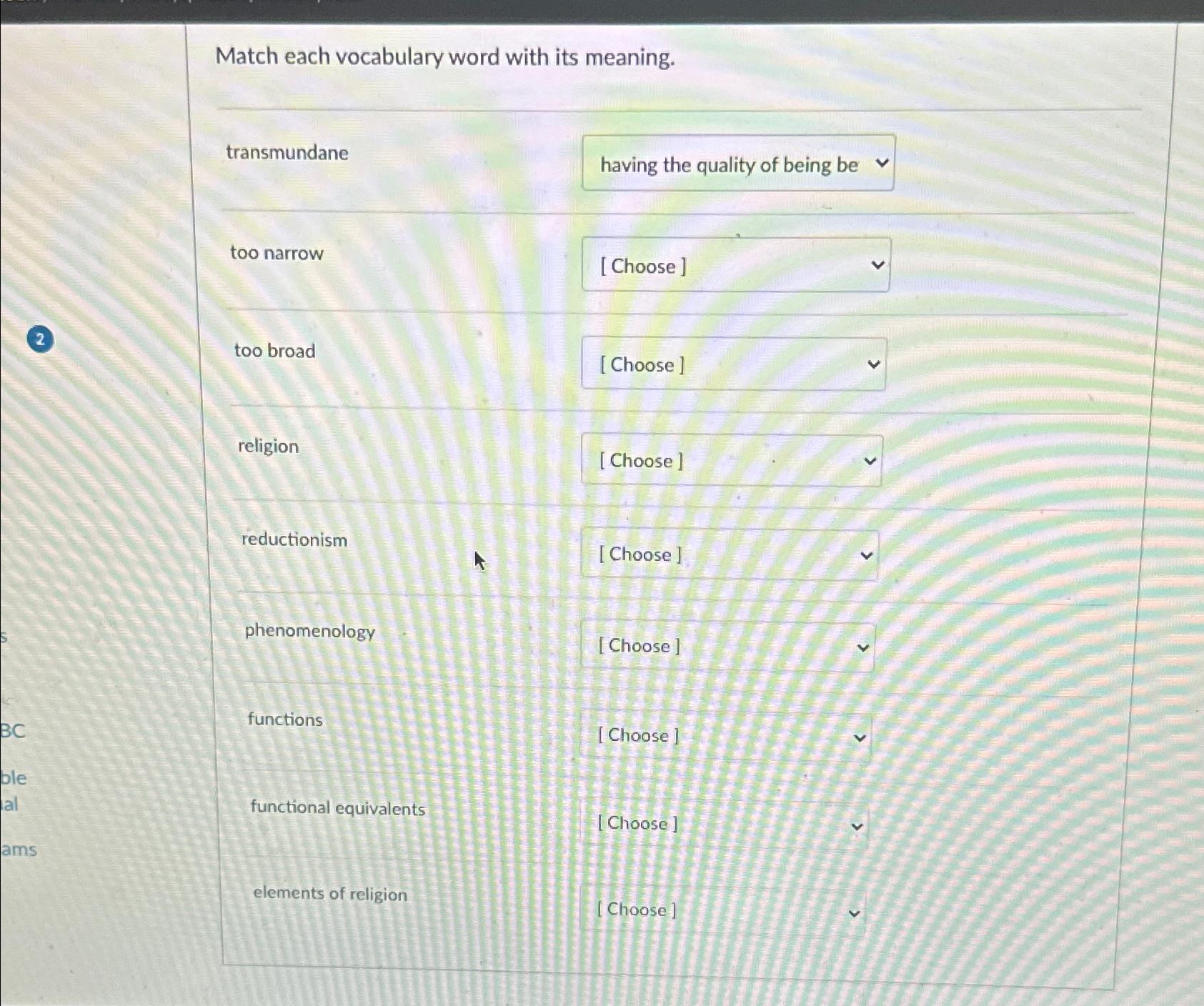 Solved Match each vocabulary word with its | Chegg.com