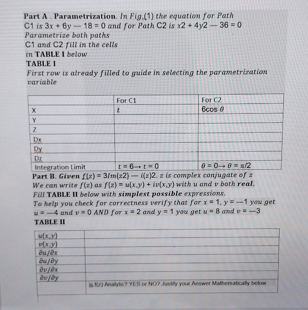 Solved Part A. ﻿Parametrization. In Fig.(1) ﻿the equation | Chegg.com