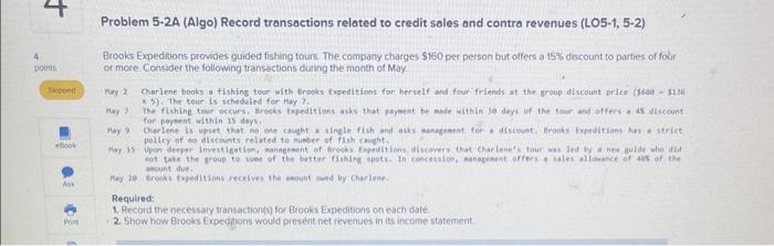 Solved Problem 5-2A (Algo) Record transactions related to | Chegg.com