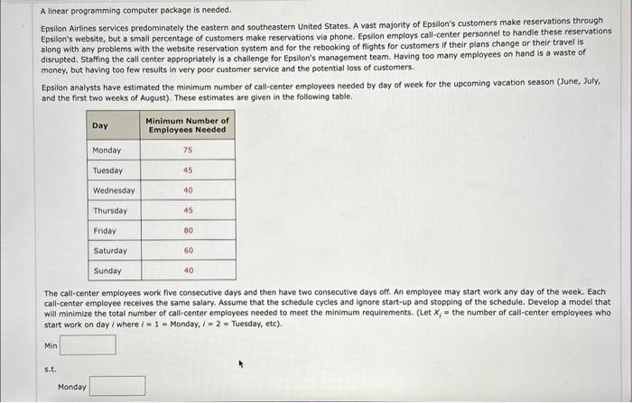 Solved A linear programming computer package is needed. | Chegg.com