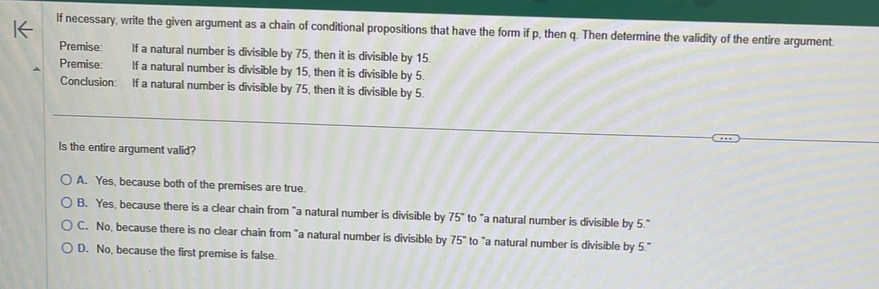 Solved If necessary, write the given argument as a chain of | Chegg.com
