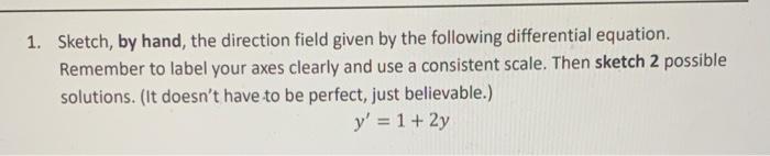 Solved 1. Sketch, by hand, the direction field given by the | Chegg.com