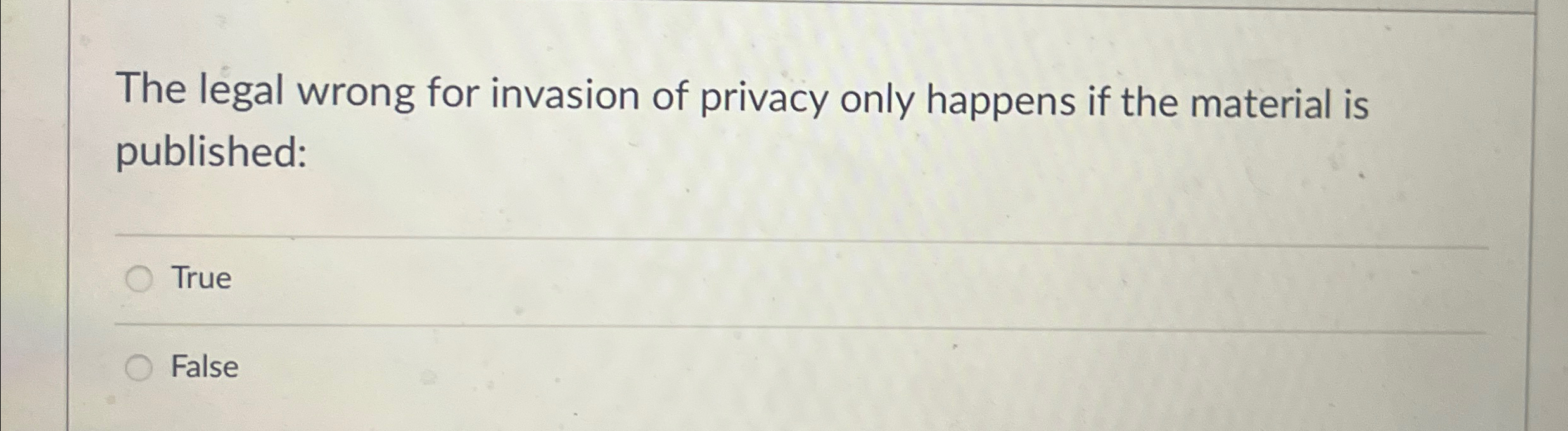 Solved The legal wrong for invasion of privacy only happens | Chegg.com