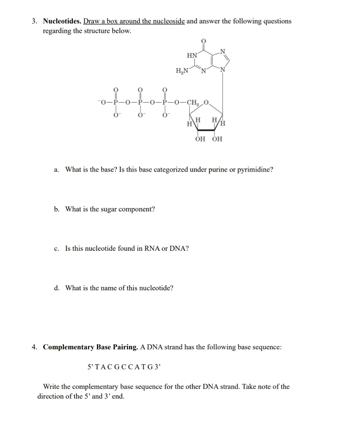 Solved Nucleotides. Draw a box around the nucleoside and | Chegg.com