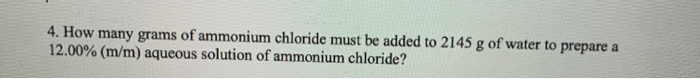 Solved 4. How many grams of ammonium chloride must be added | Chegg.com