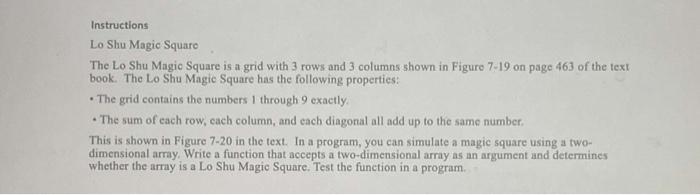 Instructions Lo Sluu Magic Square The Lo Shu Magic | Chegg.com