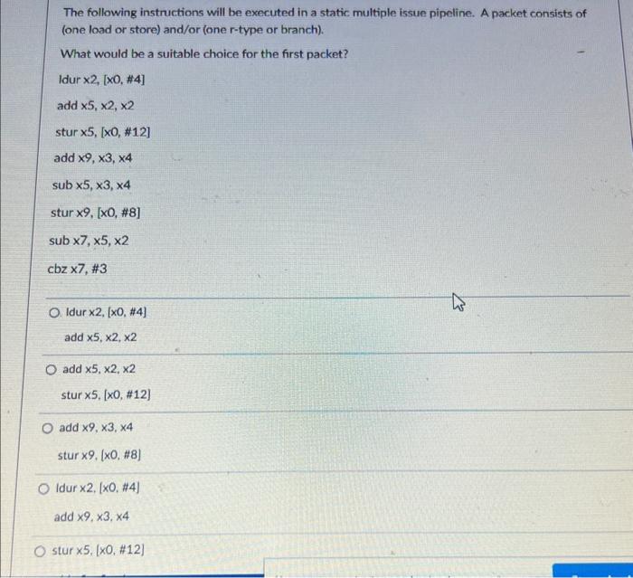 Solved The following instructions will be executed in a | Chegg.com