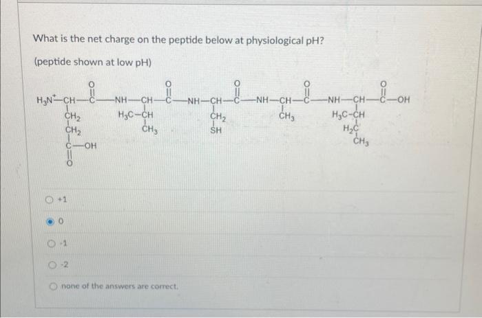 Solved What is the net charge on the peptide below at | Chegg.com