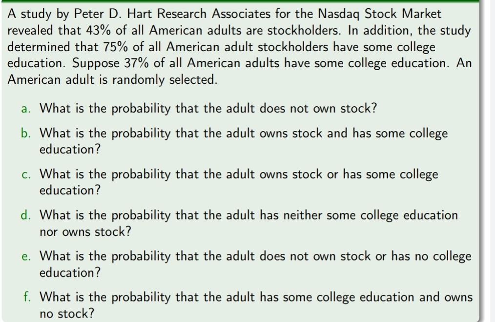 Solved A study by Peter D. Hart Research Associates for the | Chegg.com