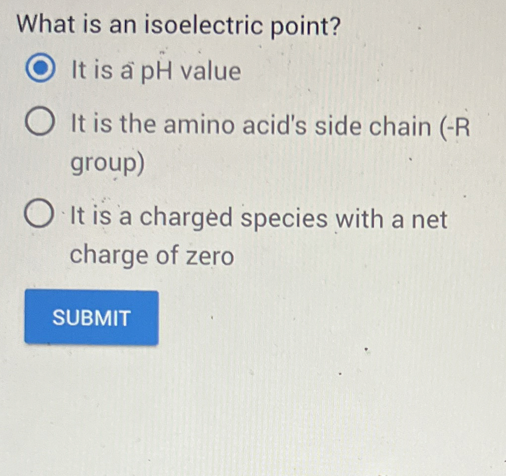 Solved What is an isoelectric point?It is a pH valueIt is | Chegg.com