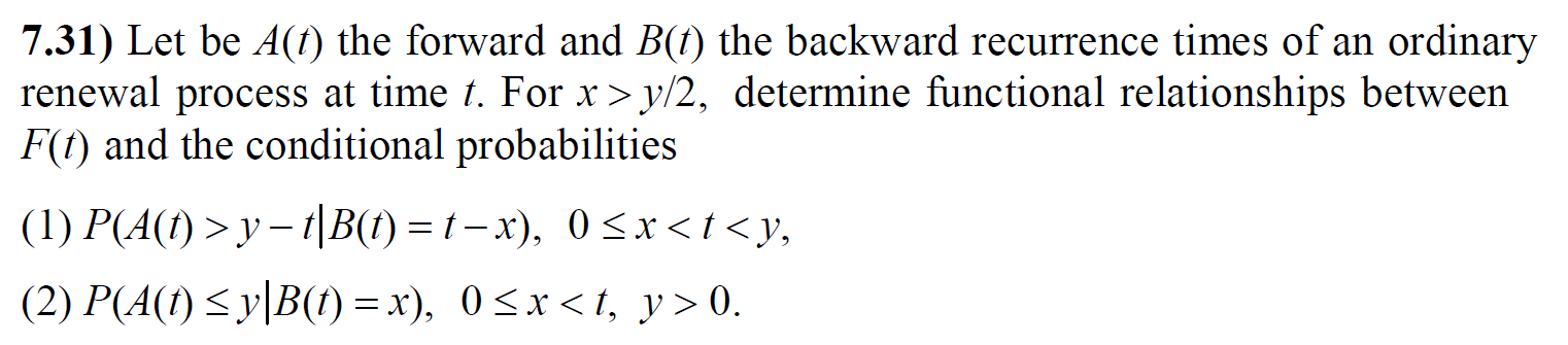 Solved Let be A(t) ﻿the forward and B(t) ﻿the backward | Chegg.com