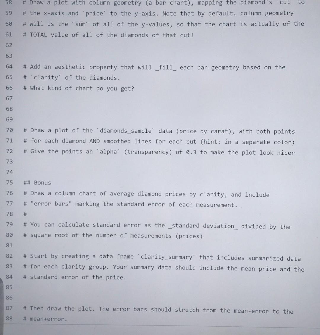 Solved \# Draw the same plot as above, but color each of the | Chegg.com