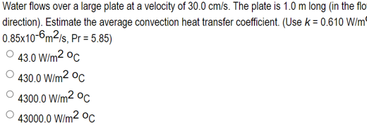 Solved Water flows over a large plate at a velocity of | Chegg.com