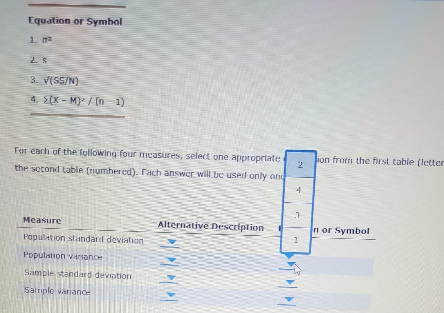 Solved 12. Measures of variability match-up There are | Chegg.com