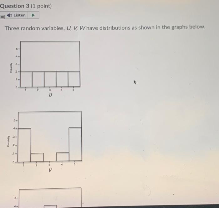 Solved Question 3 (1 point) Listen Three random variables, | Chegg.com