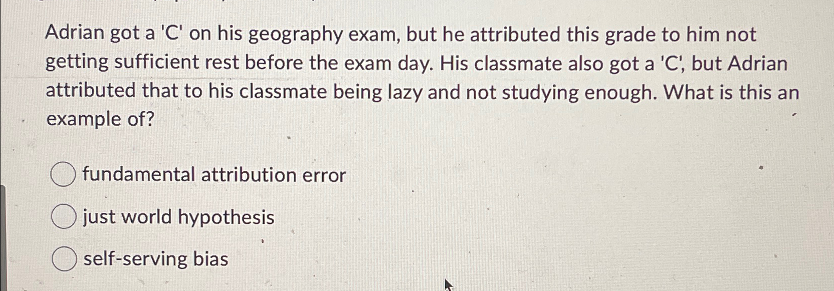 Solved Adrian got a ' C ' ﻿on his geography exam, but he | Chegg.com