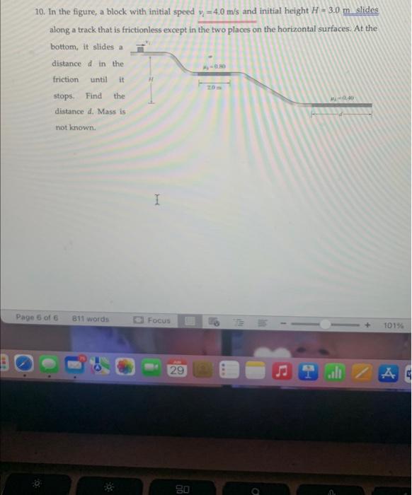 10. In the figure, a block with initial speed v; = | Chegg.com