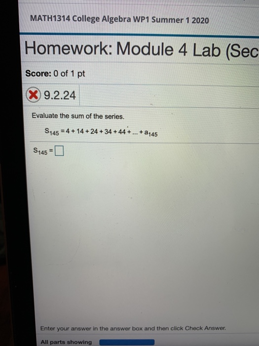 Solved MATH1314 College Algebra WP1 Summer 1 2020 Homework: | Chegg.com