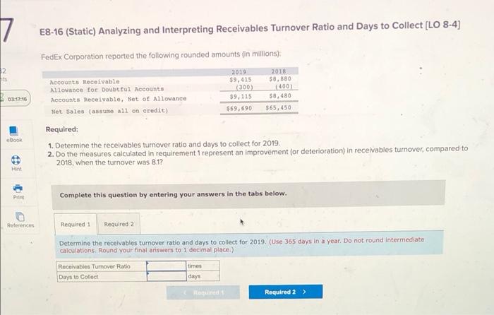 Solved E8-16 (Static) Analyzing and Interpreting Receivables | Chegg.com