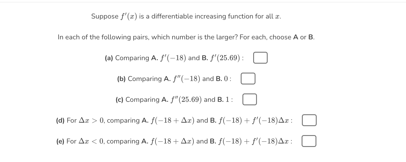 Solved Suppose f'(x) ﻿is a differentiable increasing | Chegg.com