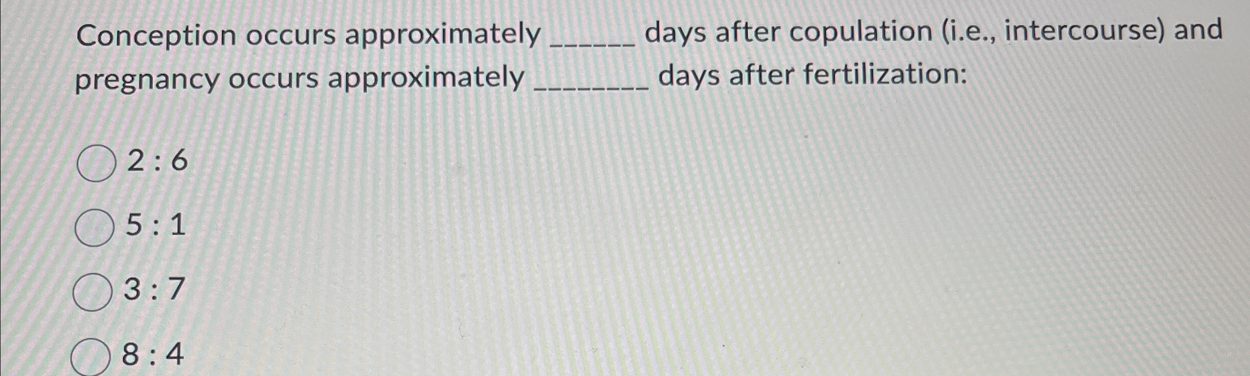 Solved Conception occurs approximately ﻿days after | Chegg.com