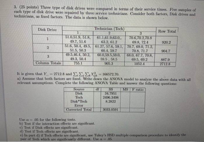 Solved 3. (25 points) Three type of disk drives were | Chegg.com