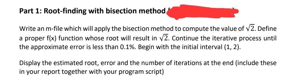 Solved Part 1: Root-finding with bisection method Write an | Chegg.com