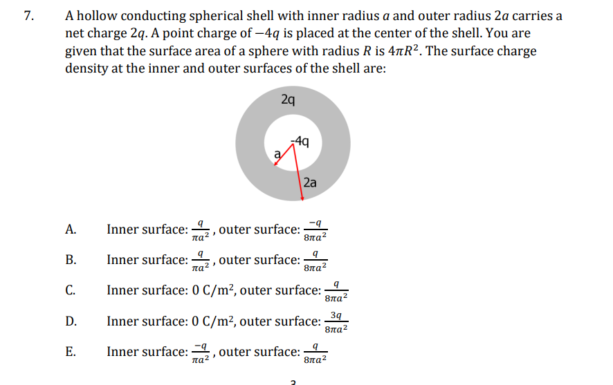 Solved A hollow conducting spherical shell with inner radius | Chegg.com