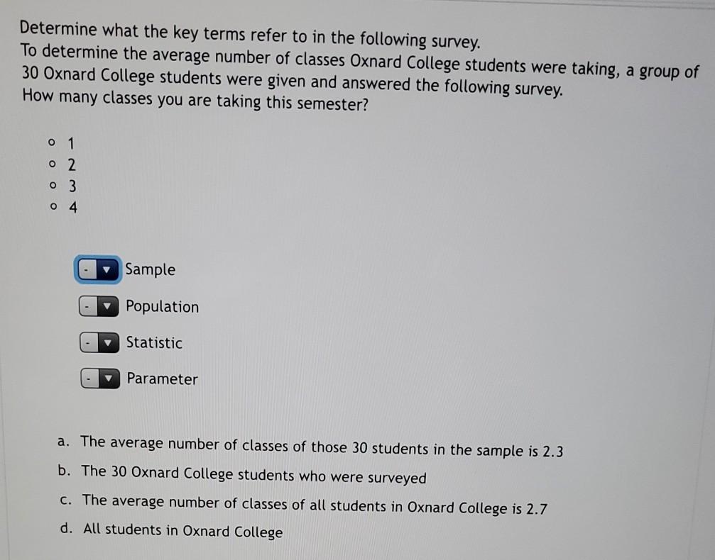Solved Determine whether the value is a parameter or | Chegg.com