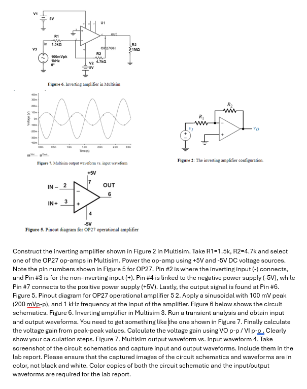 USE MULTISIMConstruct the inverting amplifier shown | Chegg.com