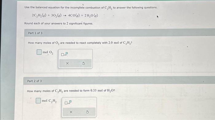 Solved Use the balanced equation for the incomplete | Chegg.com