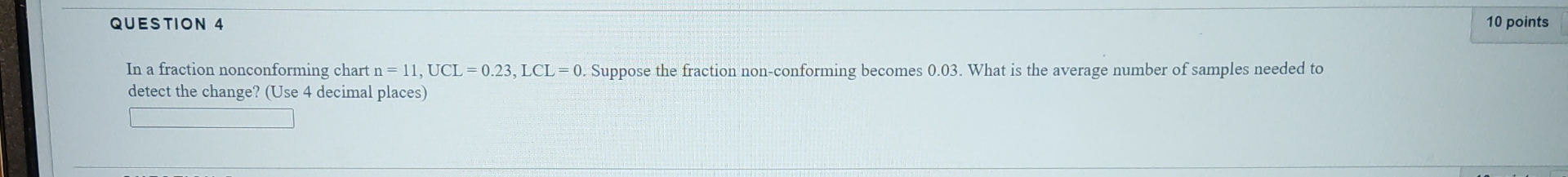 Solved QUESTION 4In a fraction nonconforming chart | Chegg.com
