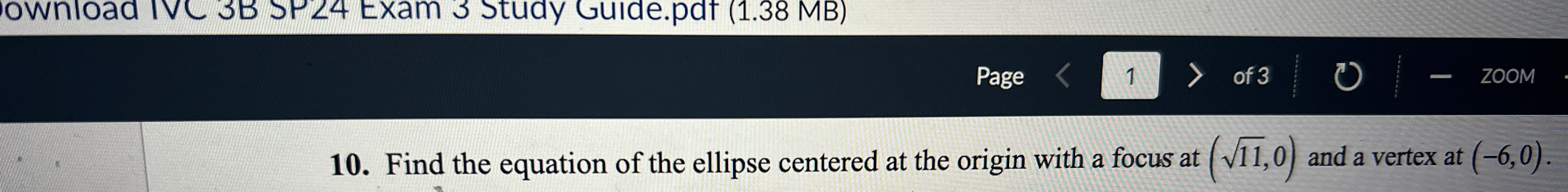Solved Find the equation of the ellipse centered at the | Chegg.com