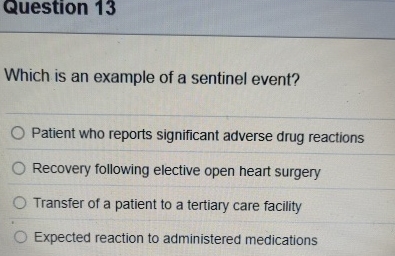 Solved Question 13Which is an example of a sentinel | Chegg.com