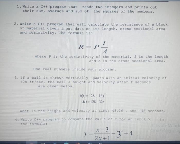 Solved 1. Write a C++ program that reads two integers and | Chegg.com
