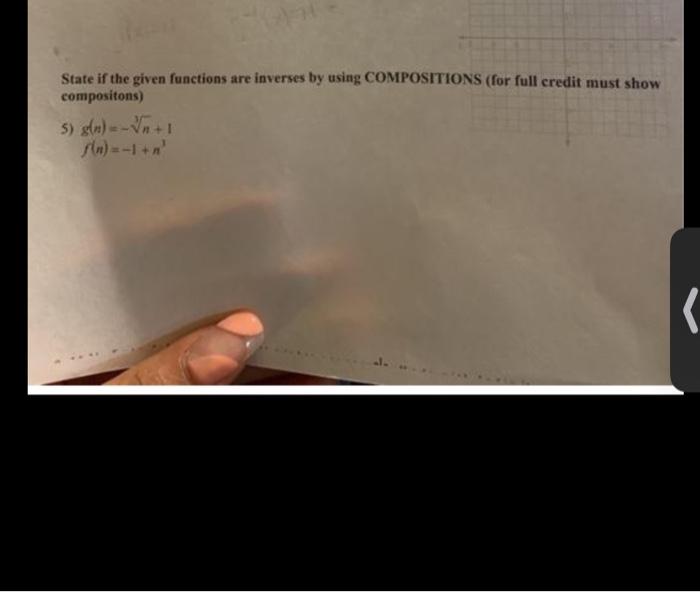 Solved State if the given functions are inverses by using | Chegg.com