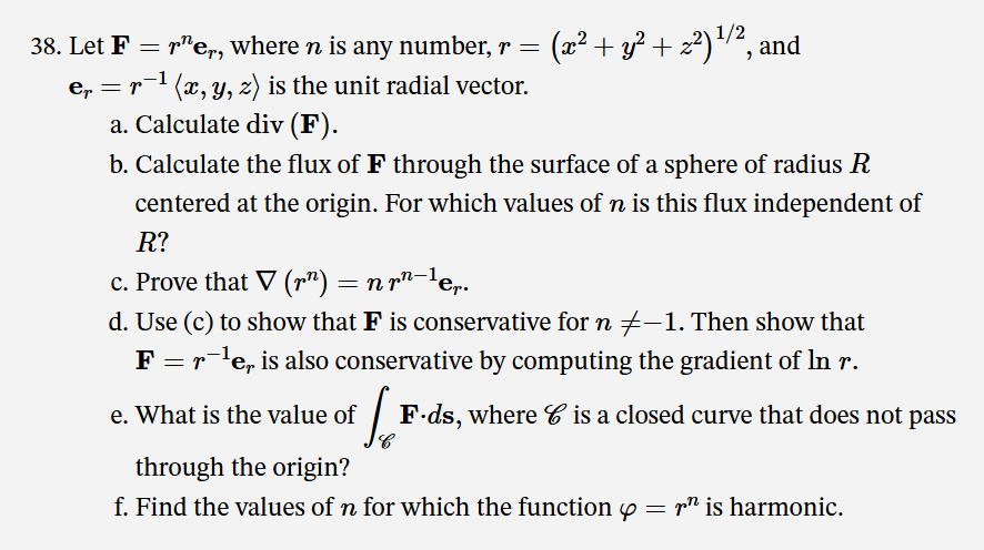 Solved Let F=rner, ﻿where n is ﻿any number, r=(x2+y2+z2)12, | Chegg.com